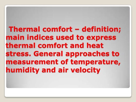 5. Thermal comfort 2 (indices) | PPT