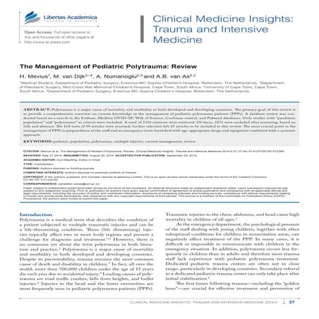 The management of pediatric polytrauma -a simple review | PDF