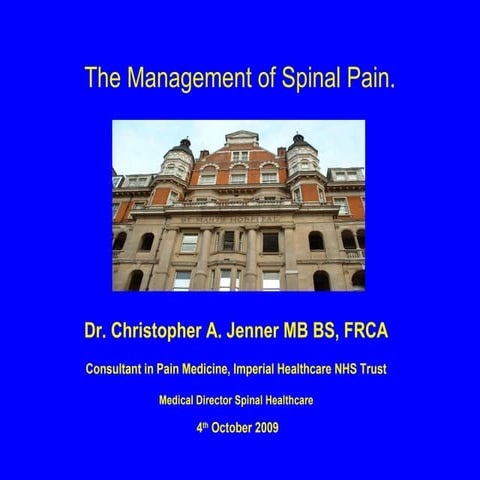The Management Of Spinal Pain Presented At Back Show 4.10.09