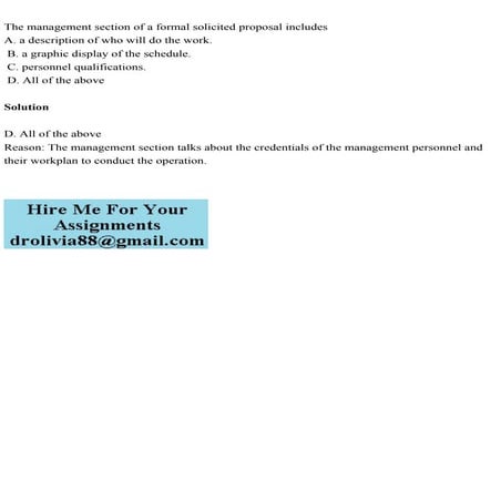 The management section of a formal solicited proposal includesA. a.pdf