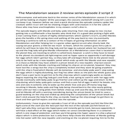 The mandalorian season 2 review series episode 2 script 2 | DOCX