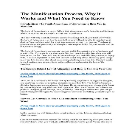 The Manifestation Process, Why it Works and What You Need to Know about ...
