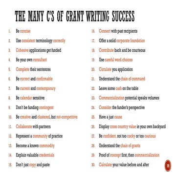 The Many C's of Grant Writing Success | PDF