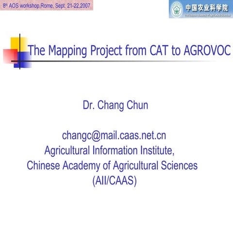 The mapping project from Cat to AGROVOC | PPT