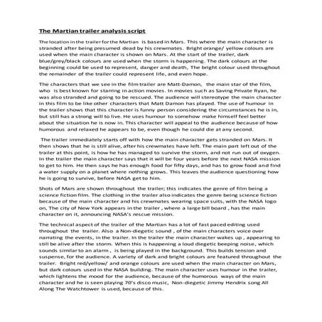 The martian trailer analysis script | DOCX