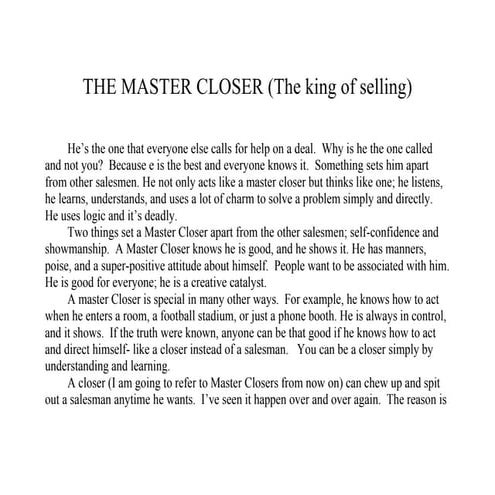 The Master Closer | DOCX