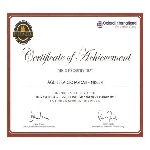 The Masters - Insight Into Management (Oxford Education Group) 2016 | PPT