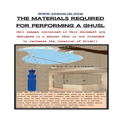 The materials required for performing a ghusl www.scmuslim.com