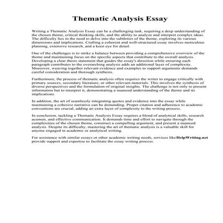 Thematic Analysis Essay. Georgia Institute of Technology | PDF