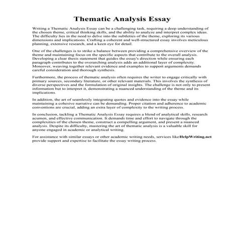 Thematic Analysis Essay. . 004 Thematic Essay Outline 008002500 1 ...