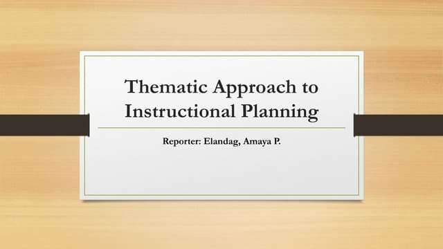 Thematic approach | PPTX