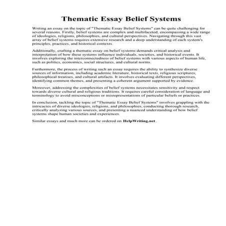 Thematic Essay Belief Systems | PDF