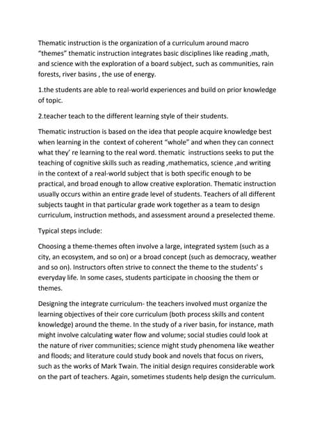 Lesson 8: Thematic Approach to Instructional Planning | PPTX