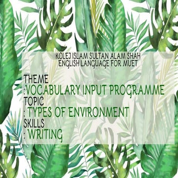 Thematic vocabulary: Environment | PPT