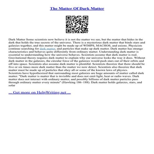 The Matter Of Dark Matter | PDF | Space and Astronomy | Science
