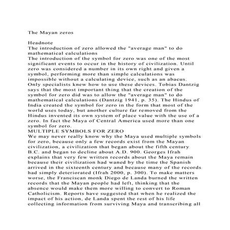 The Mayan zerosHeadnoteThe introduction of zero allowed the .docx