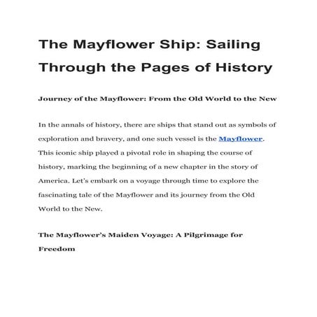 The Mayflower Ship_ Sailing Through the Pages of History.pdf | Cruises ...