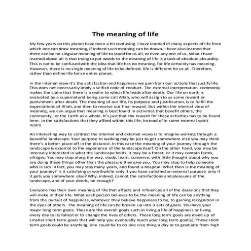 The meaning of life | DOCX