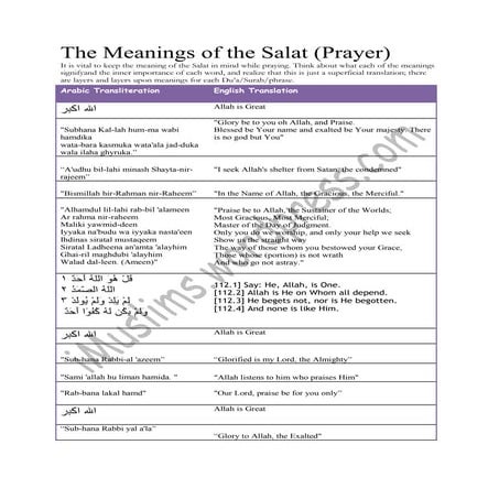 The meanings of the salat | DOCX | Islam | Religion & Spirituality