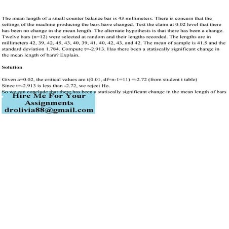 The mean length of a small counter balance bar is 43 millimeters. .pdf