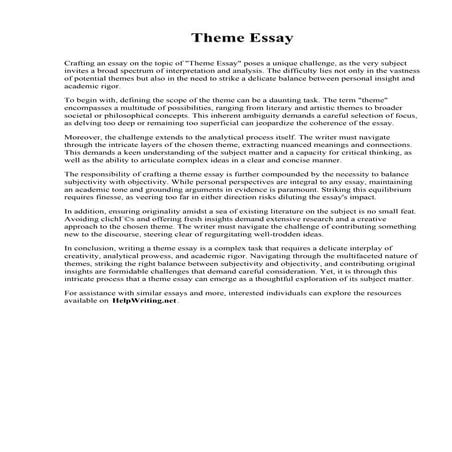 Theme Essay. The University of Tennessee at Martin | PDF