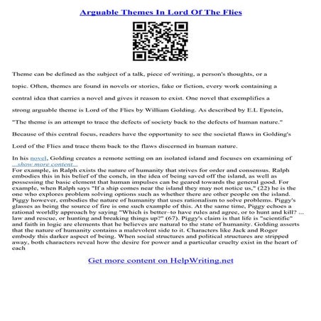 Theme Essay Example | PDF | Fiction | Books and Literature