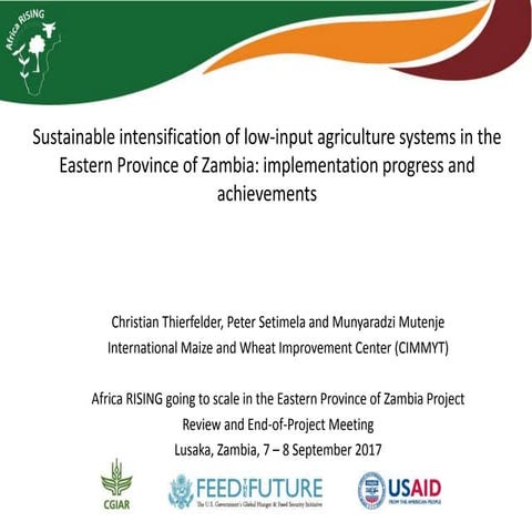 Sustainable intensification of low-input agriculture systems in the ...