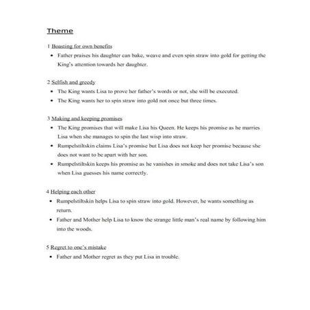 Theme & moral value Rumpelstiltskin | DOCX