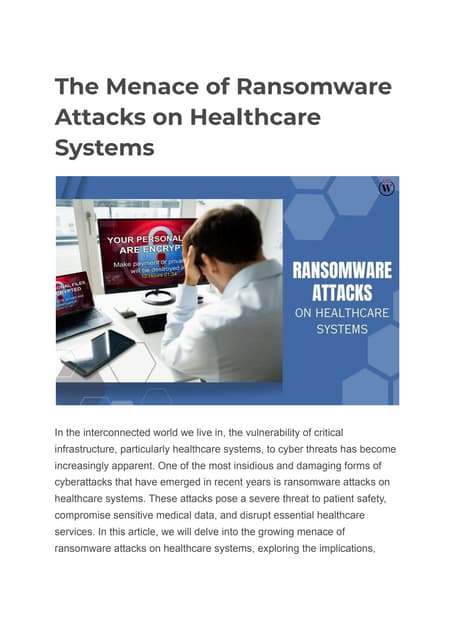 Healthcare Cybersecurity | Cybersecurity in Healthcare | PPT