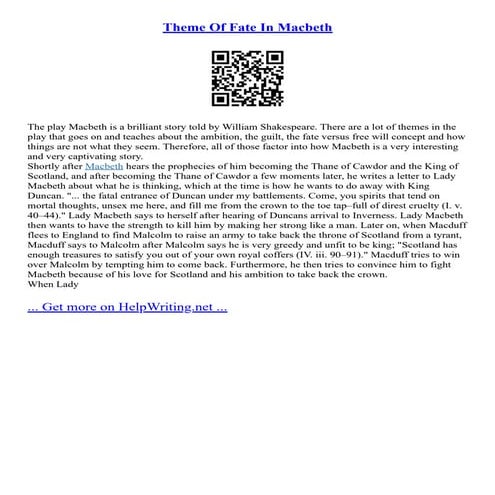 Theme Of Fate In Macbeth | PDF