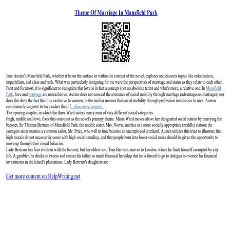 Theme Of Marriage In Mansfield Park | PPT