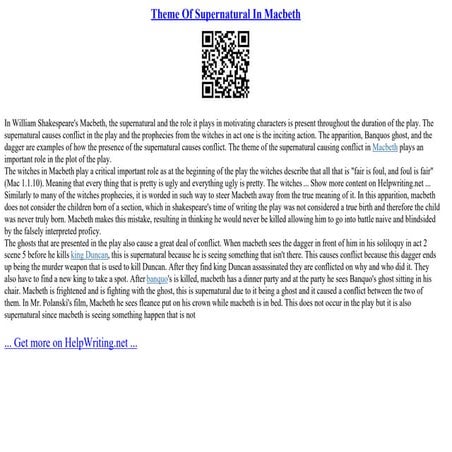 Theme Of Supernatural In Macbeth | PPT