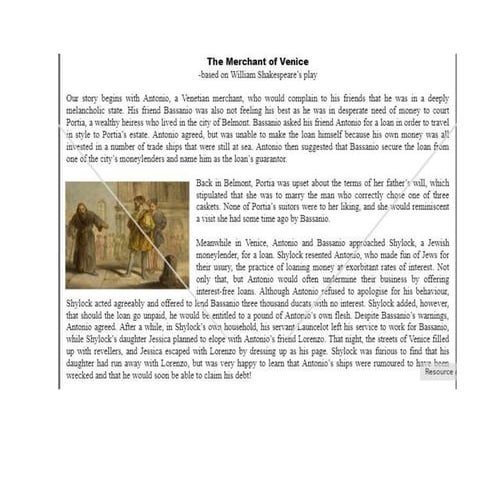 The merchant of venice activity | PDF