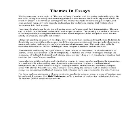 Themes In Essays. How to write a theme analysis essay | PDF | Chemistry | Science