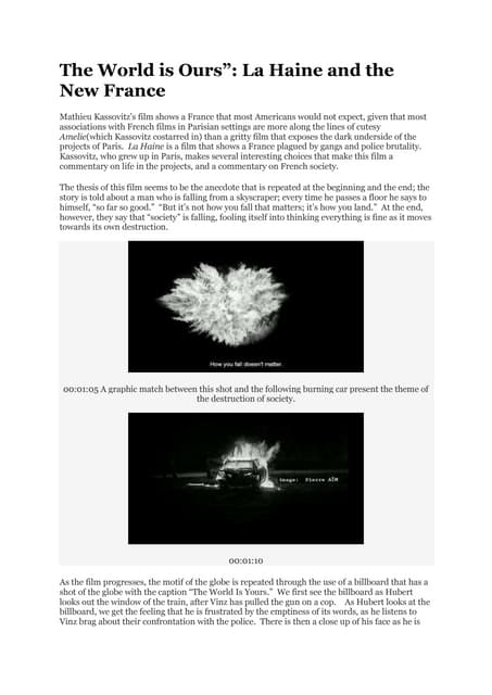 La Haine Revision Notes | PDF