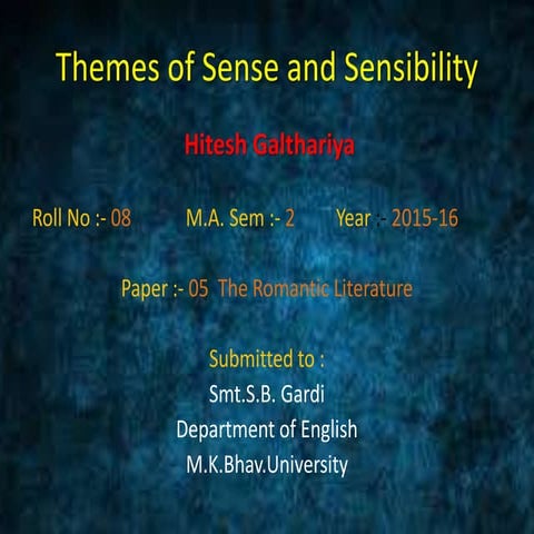 Themes of Sense and Sensibility | PPTX