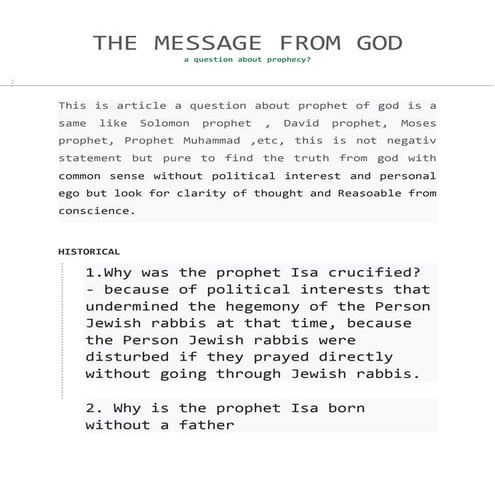 The message from god a question about prophecy (2) | PDF