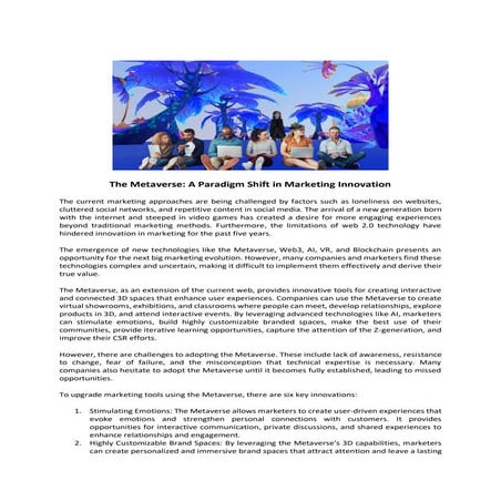 The Metaverse: A Paradigm Shift in Marketing Innovation | PDF