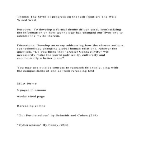 Theme The Myth of progress on the tech frontier The Wild Wired Wes.docx