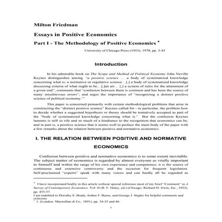 The methodology of positive economics | PDF