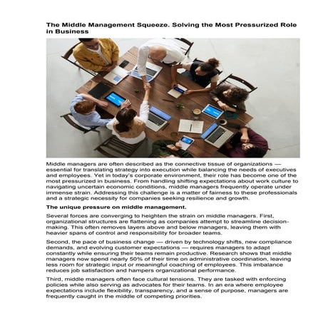 The Middle Management Squeeze. Solving the Most Pressurized Role in ...