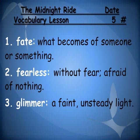 The midnight ride vocabulary lesson | PPTX