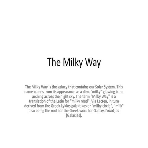 The Milky Way Galaxy | PPTX