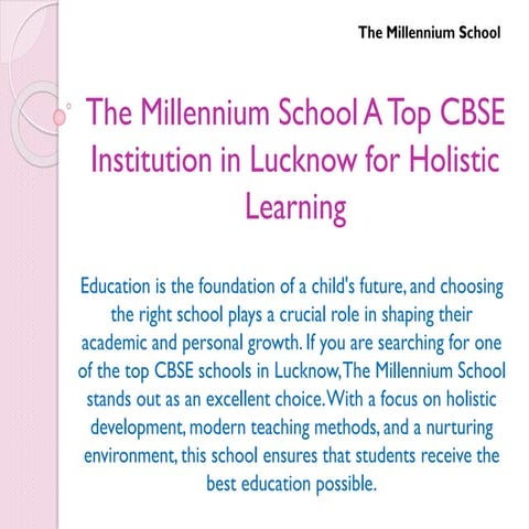 The Millennium School A Top CBSE Institution in Lucknow for Holistic ...