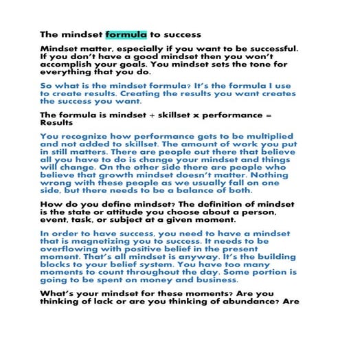 The Power of A Success Mindset | PPT