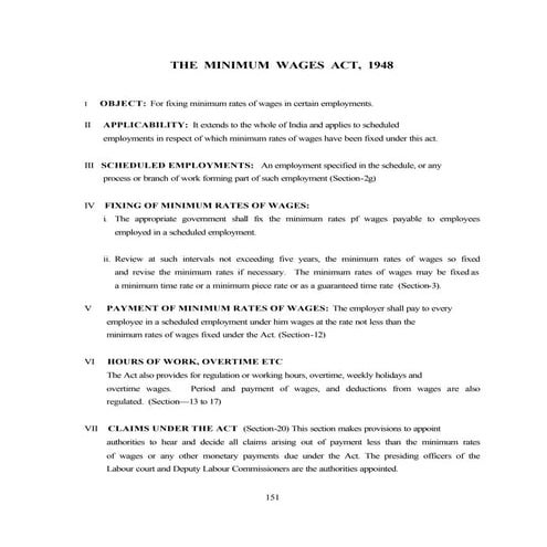 The minimum wages act, 1948 | PDF