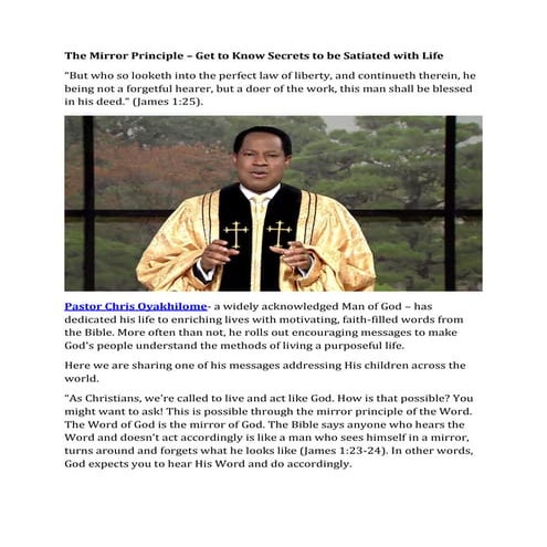 The Mirror Principle – Get to Know Secrets to be Satiated with Life | PDF