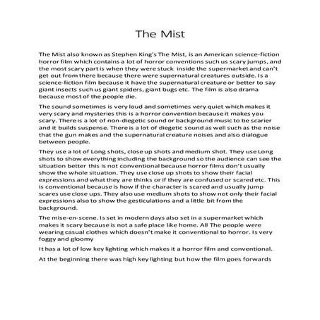 The mist | DOCX | Horror | Genres