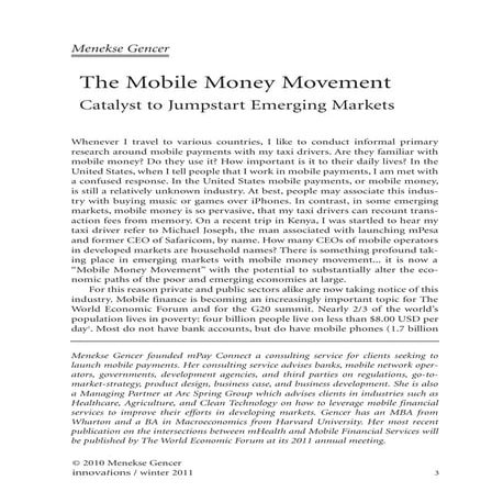 The mobile money movement by mpay connect dec 2010 innovations ...