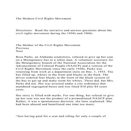 The Modern Civil Rights MovementDirections Read the narr.docx